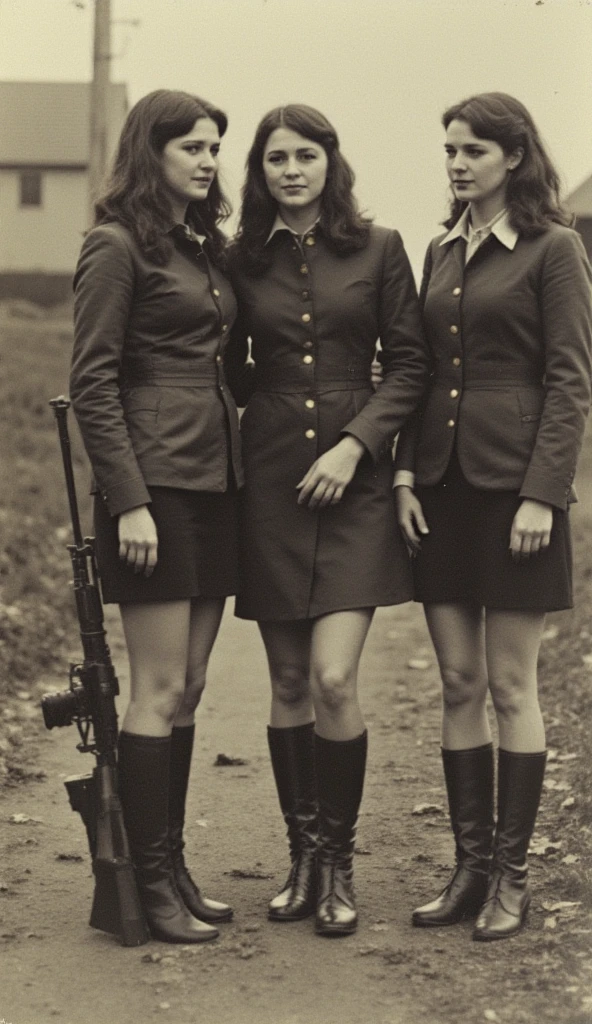 ((three tall towering vintage bolsheviks women)). ((old photo - SeaArt AI