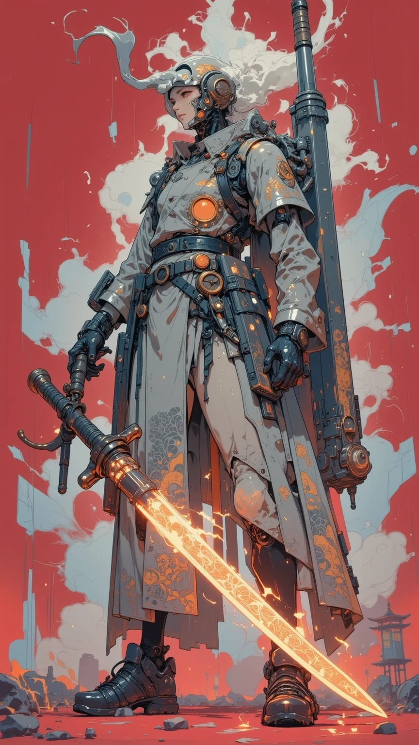 Worn 1603 black-and-white photograph, styled as an Edo-period Japanese ...