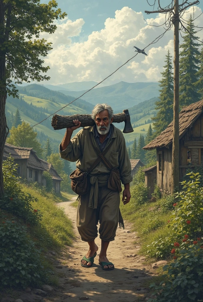 In a village, there lived a poor farmer who worked as a woodcutter ...