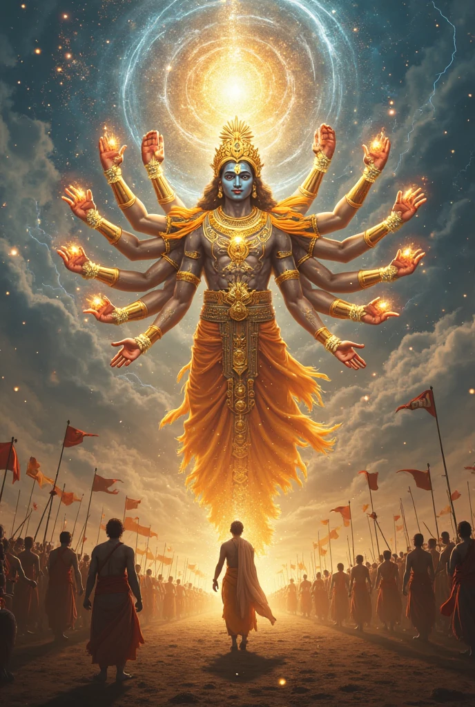 A hyper-realistic digital painting of Lord Shri Krishna revealing his ...