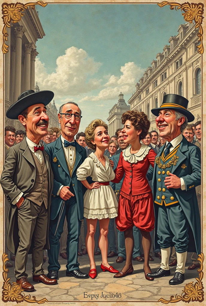 Funny caricature-poster about the European Union of the late nineteenth ...