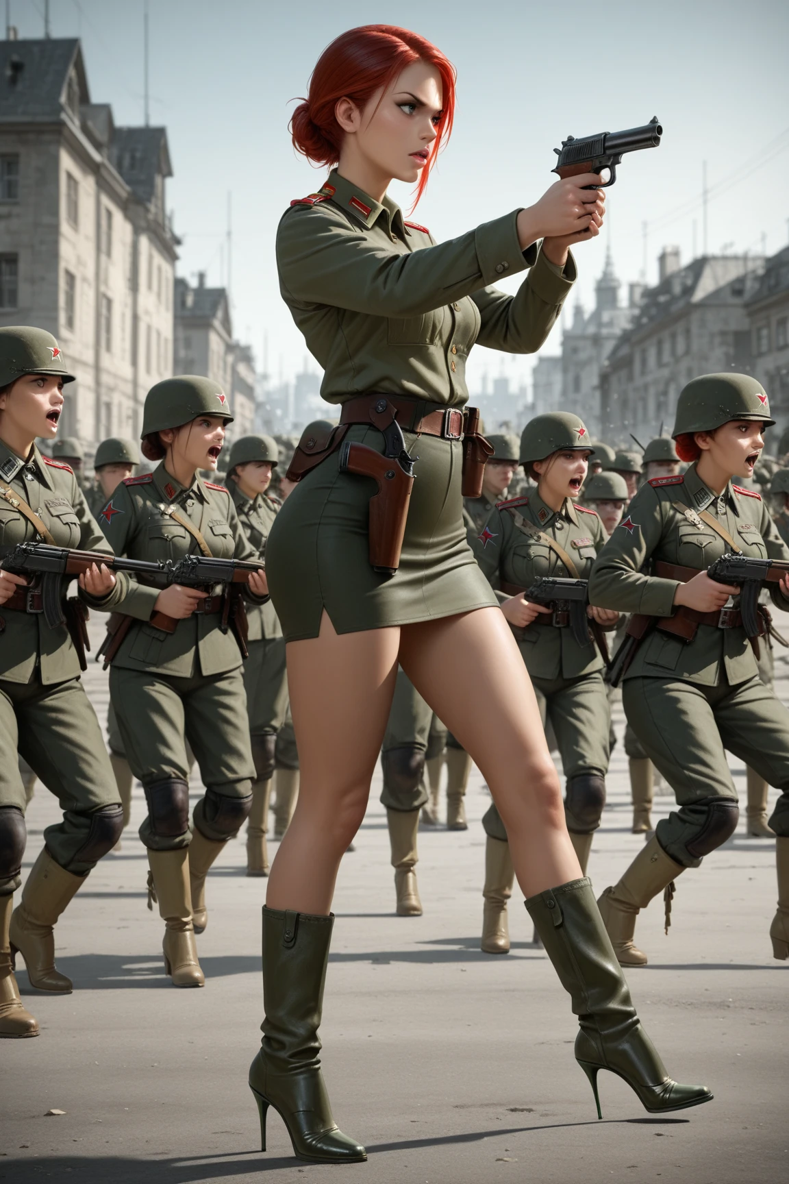 World War Z, urban landscape, civilian zombies attacking, beautiful ...