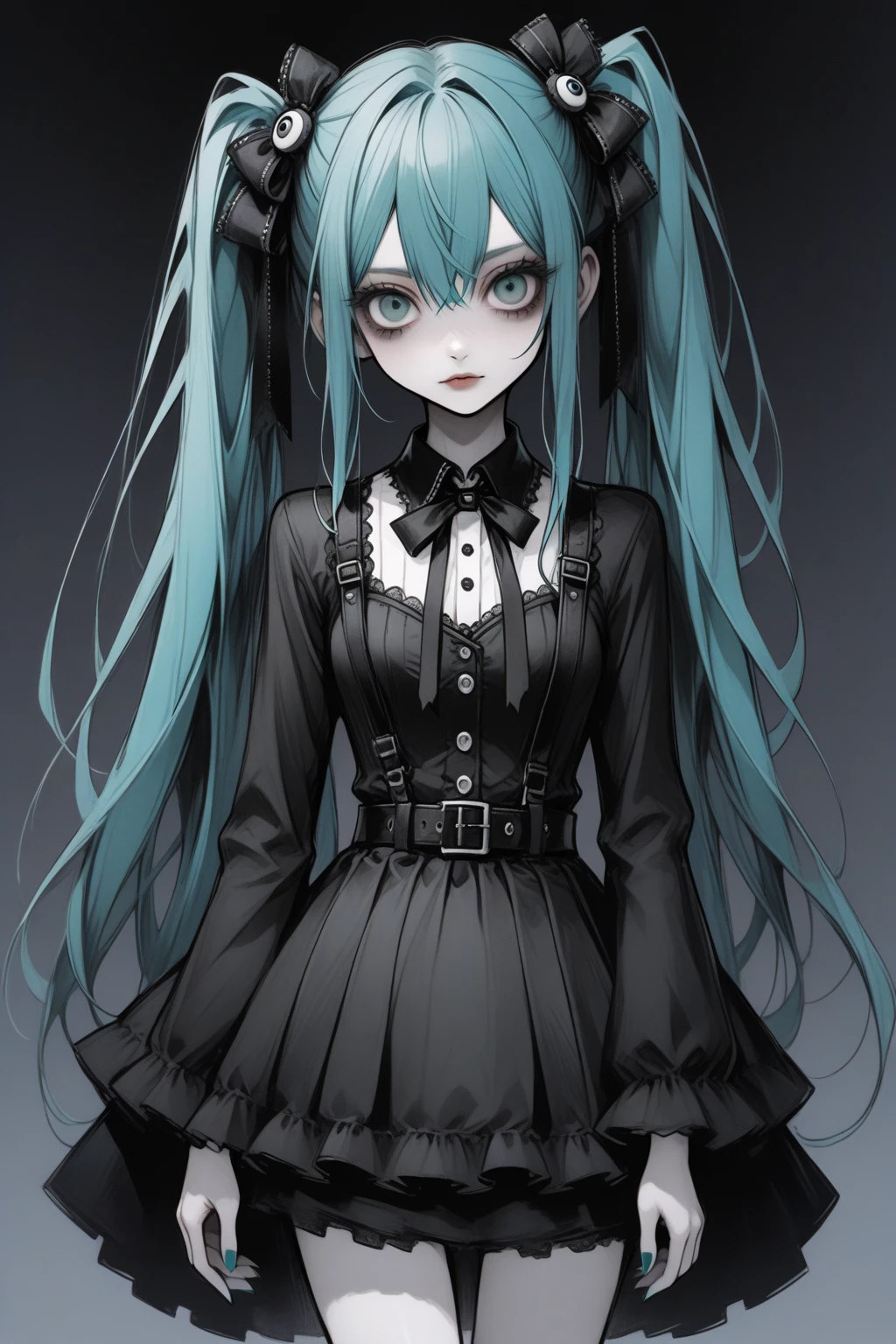 Gothic Hatsune Miku, Tim Burton style, Anime ta fashion, Flat anime ...