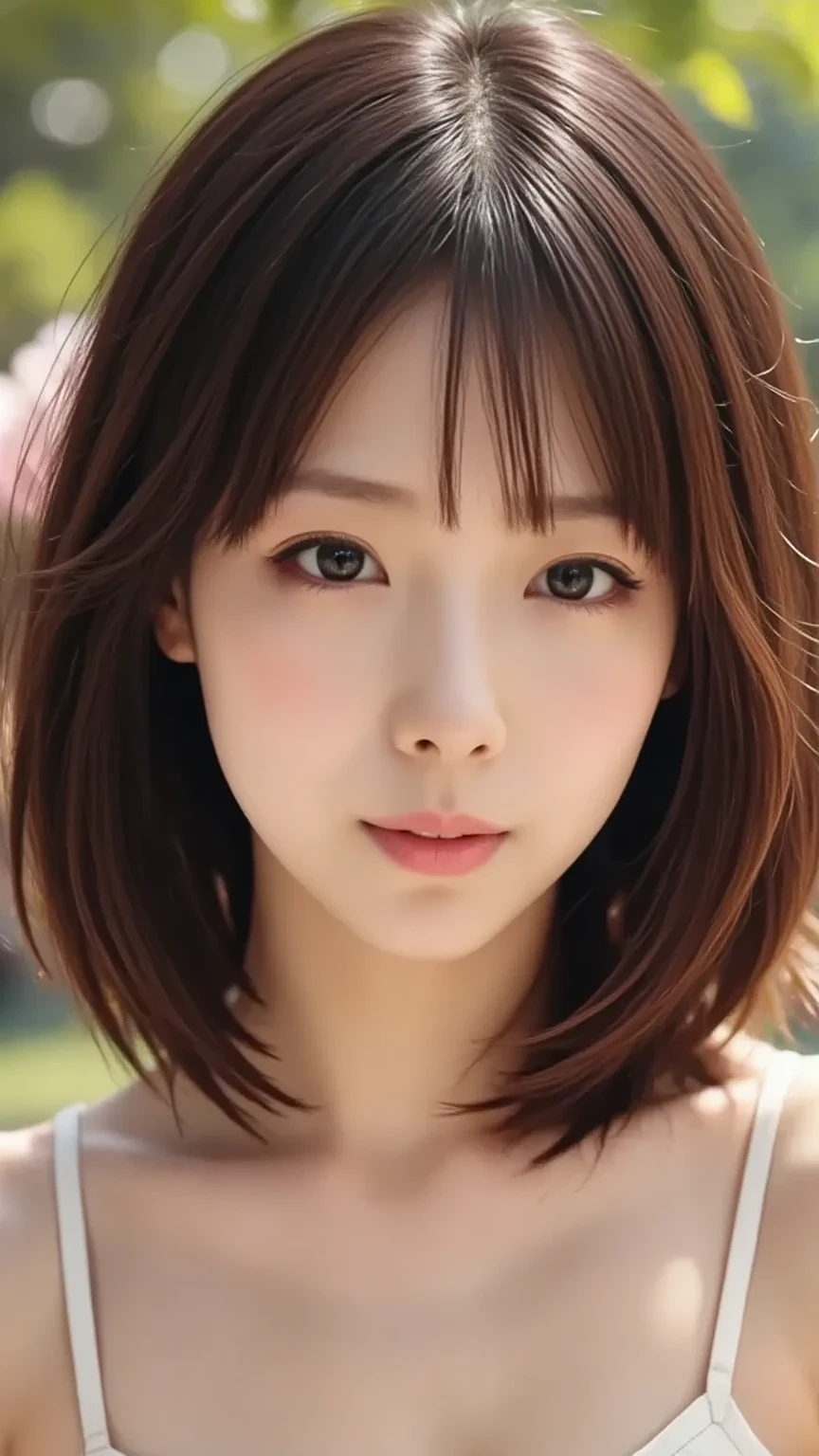 Beautiful white and radiant skin、 Chestnut's hair that changes as the ...