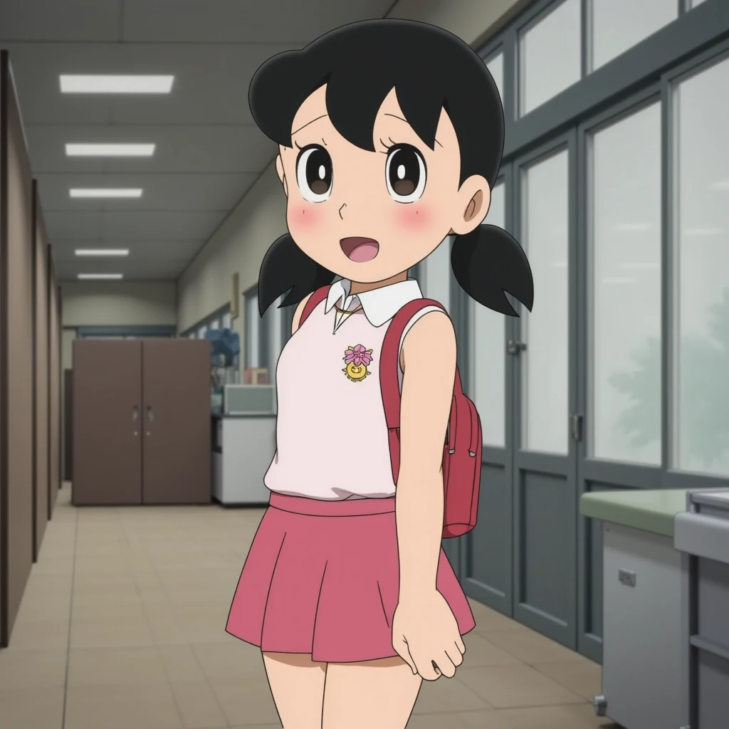 Shizuka minamoto looking at something in right side with a shock and ...