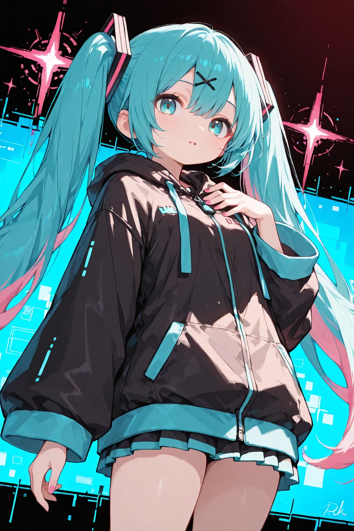 1girl\(hatsune miku\), aqua hair, pink hair, multicolored hair - SeaArt AI