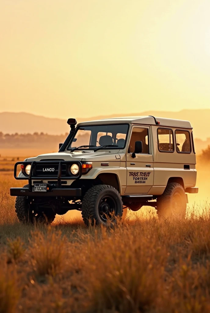 Lsnd cruiser safari jeep with trektales tourtravels logo on the side ...