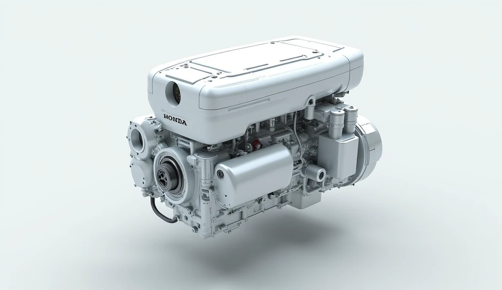 Create an ultra-detailed 3D render of a modern, close-up engine view of ...