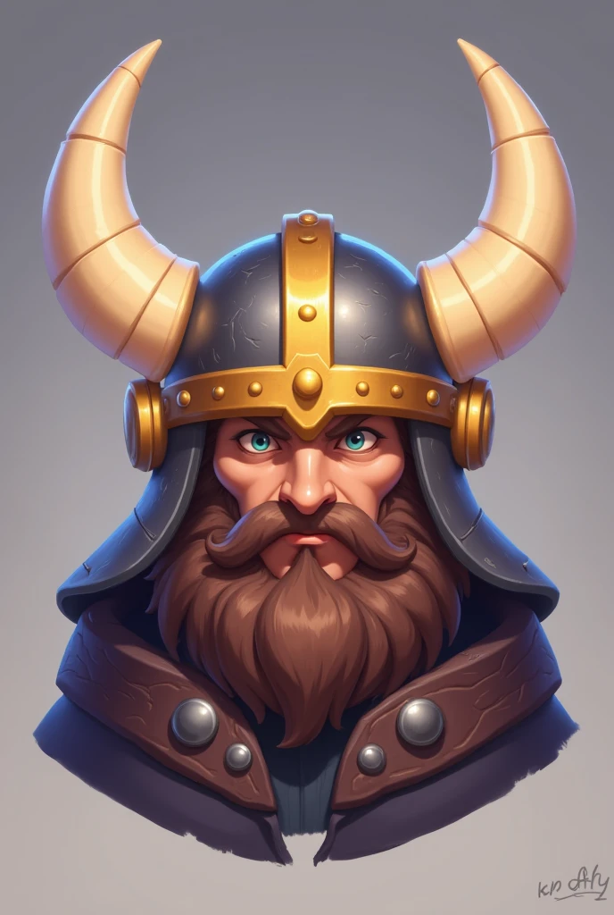 A stylized Viking helmet, centrally positioned in the image. The helmet ...