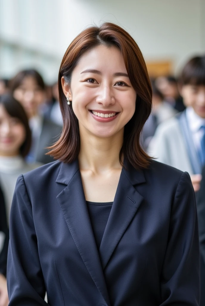 Japanese elementary school entrance ceremony、 a Japanese woman in her ...