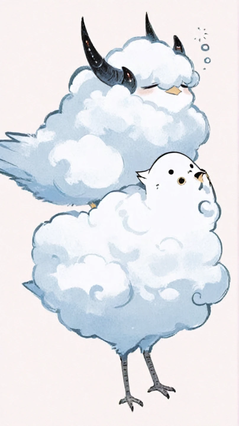 A cute fantasy creature resembling a fluffy cloud with small animal ...