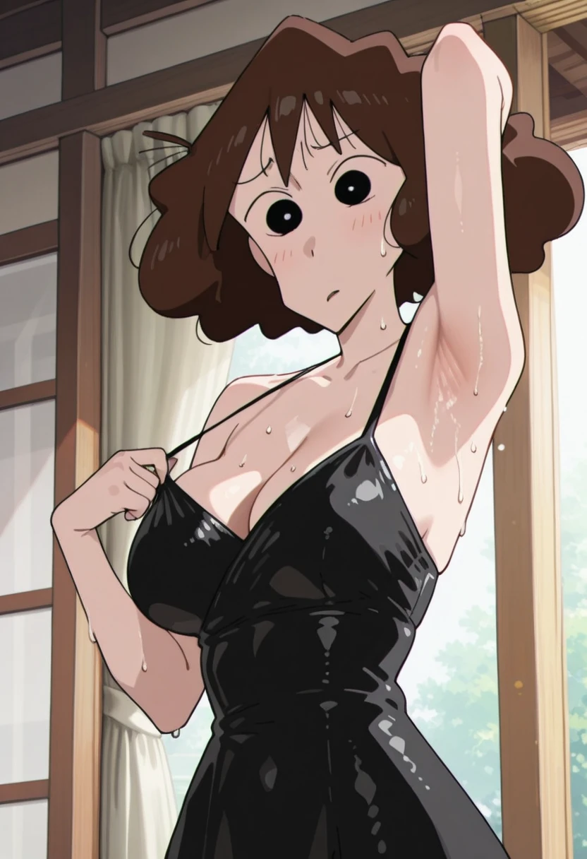 Lora: misae nohara dark brown hair black eyes sluty dress - SeaArt AI