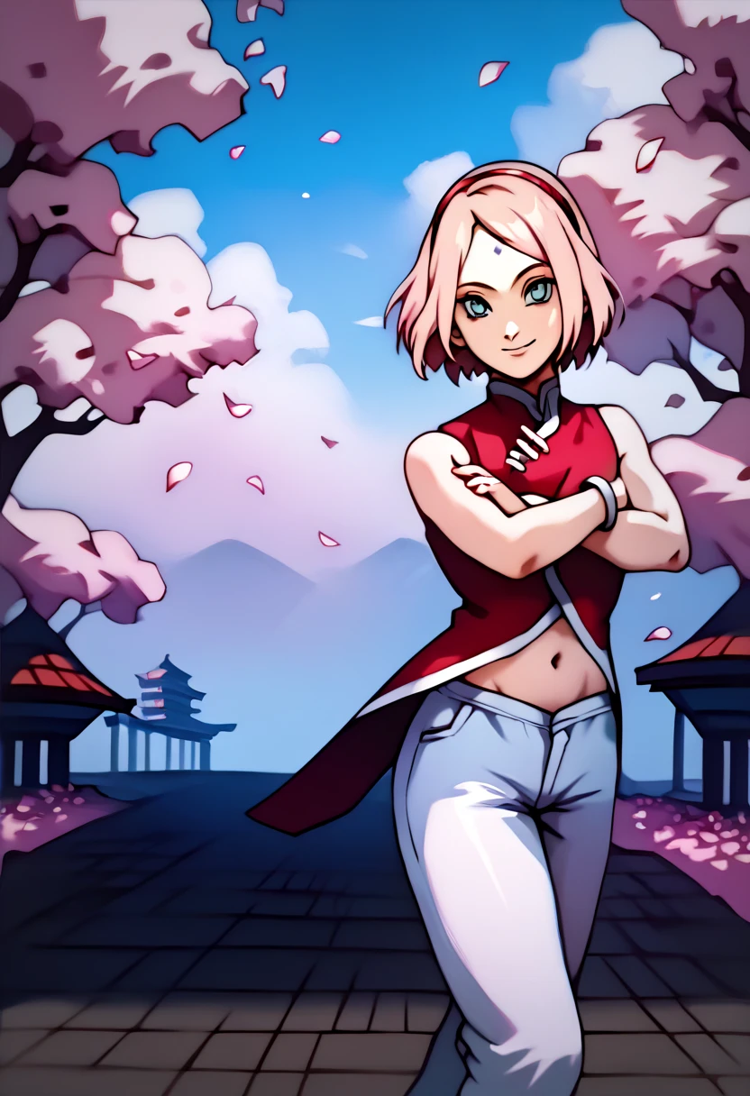 Masterpiece, absurdres ,1girl, haruno sakura,forehead mark, red ...