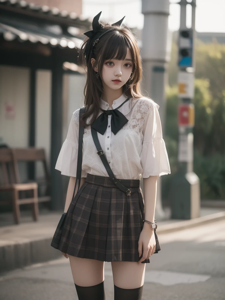 Realistic, gothic, punk, metal accessories, lovely, cute, female - SeaArt AI