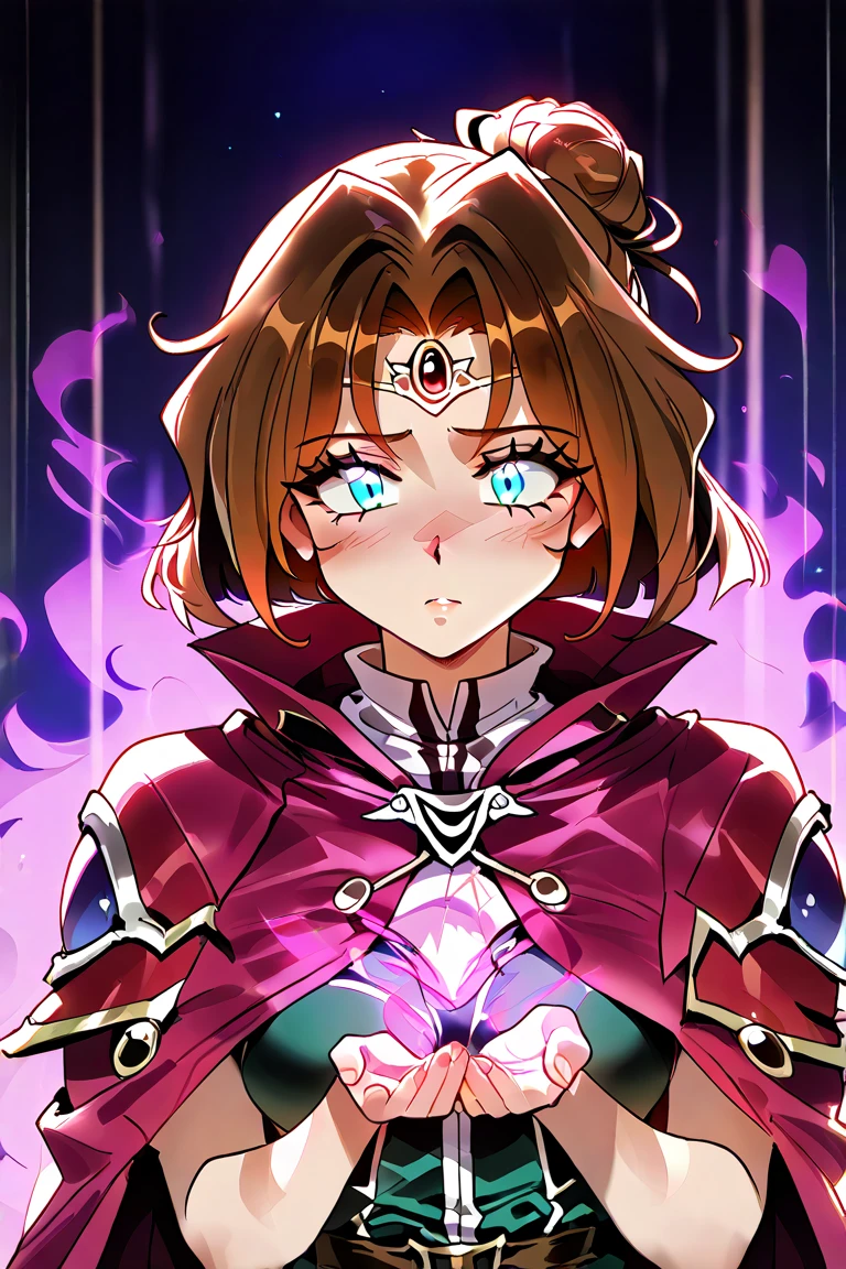 “Anime-style portrait of a confident woman with fair skin, teal - SeaArt AI