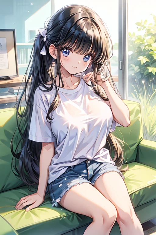 Big Breasts、 long hair、 T shirt、 shorts - SeaArt AI