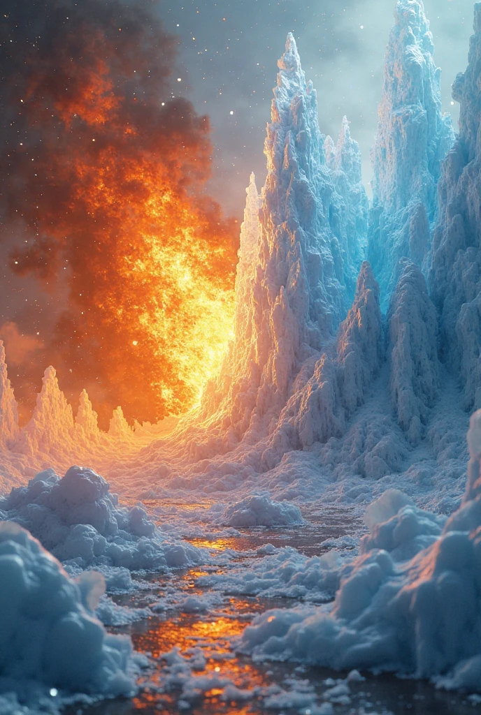Where fire meets ice ( incredible image) - SeaArt AI