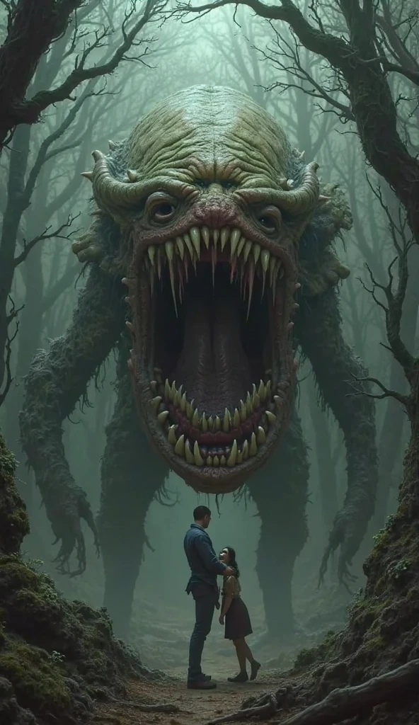 “Small creepy creature with a huge wide-open mouth, sharp teeth - SeaArt AI