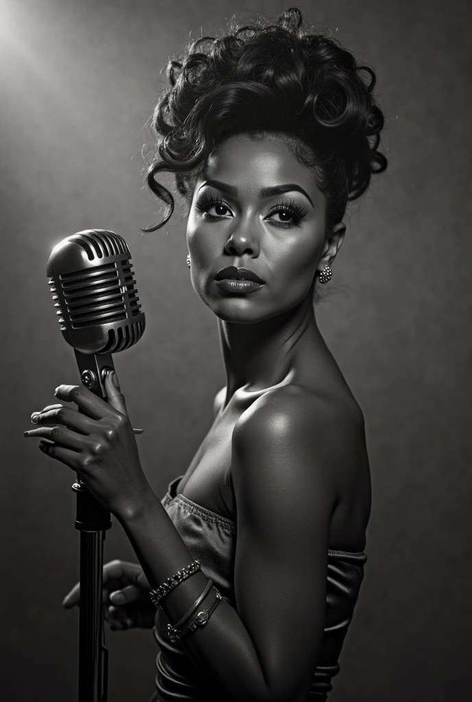 Black and white photo of a vintage African-American female soul singer ...