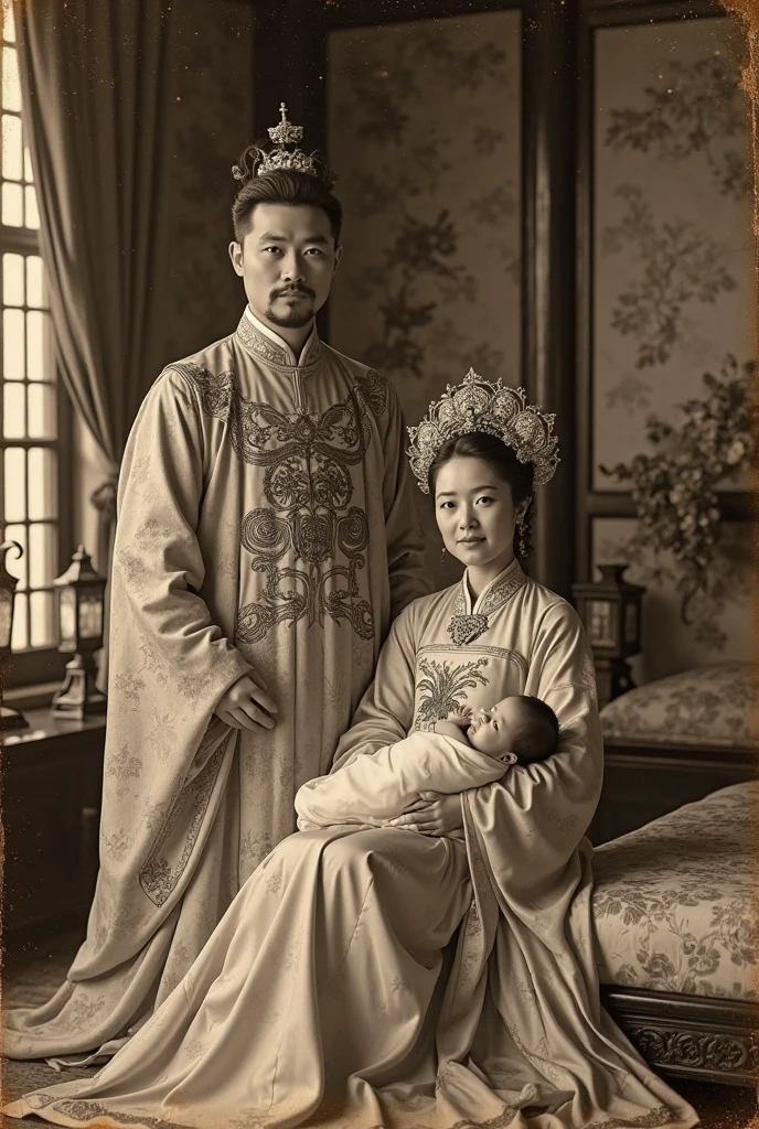 Old, vintage photograph showing the Emperor of China and his Empress in ...