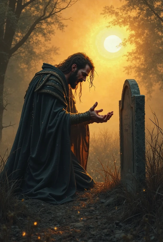 The king at the foot of the grave, screaming with hope, with the sun ...