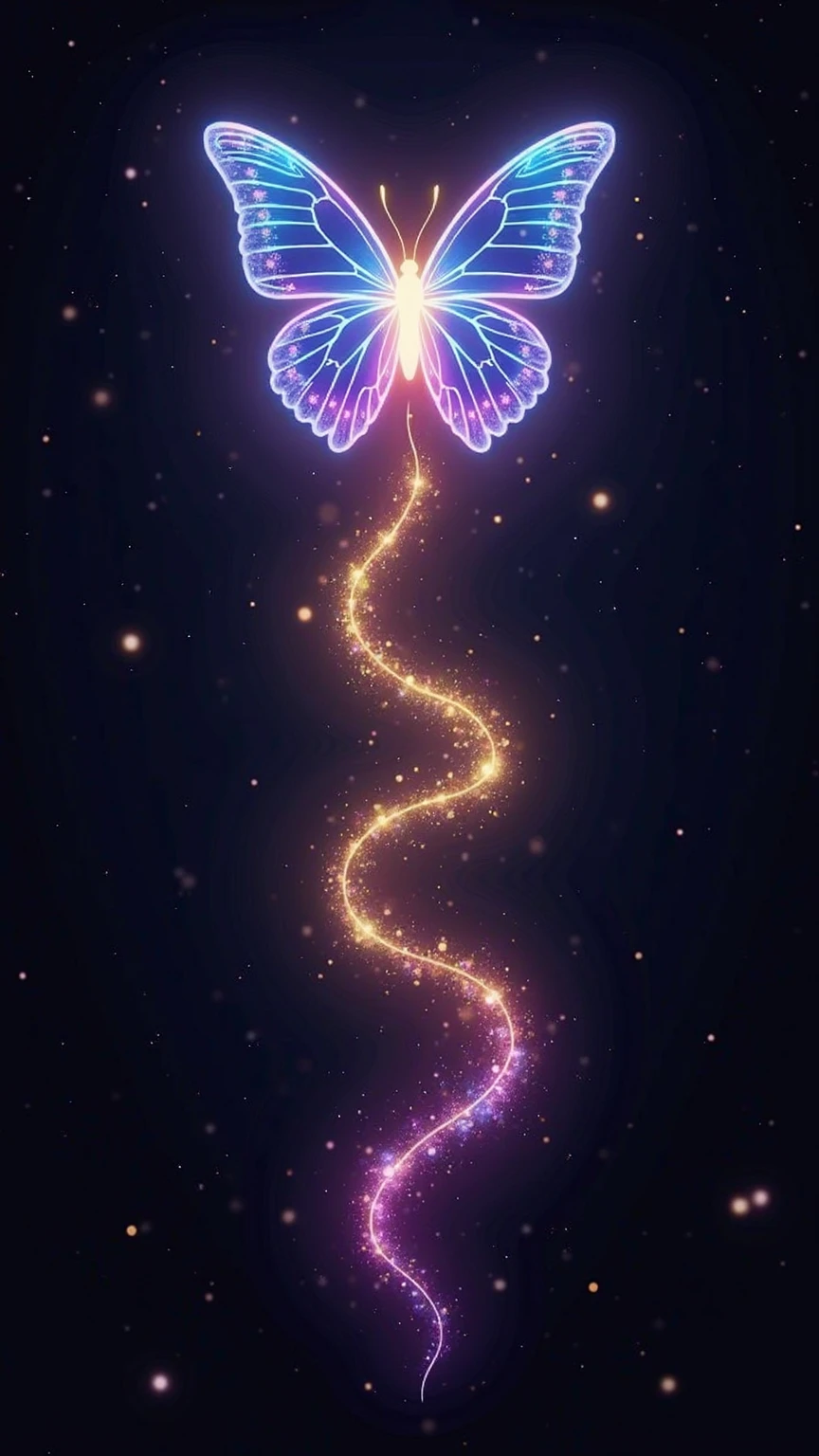 A magical and luminous digital illustration of a glowing butterfly in ...