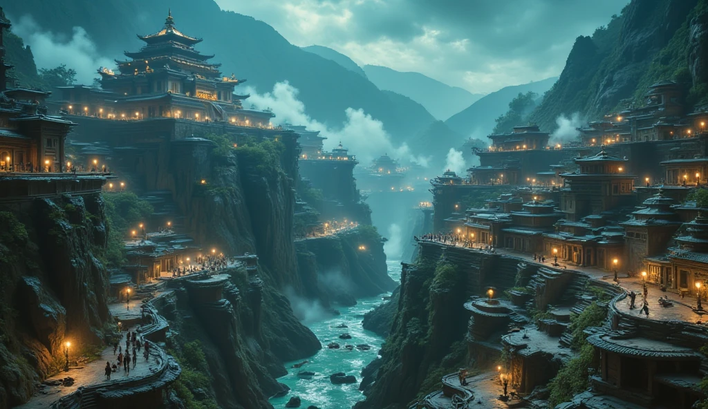 (masterpiece), (8k), ultra-detailed, sprawling ancient fantasy city ...