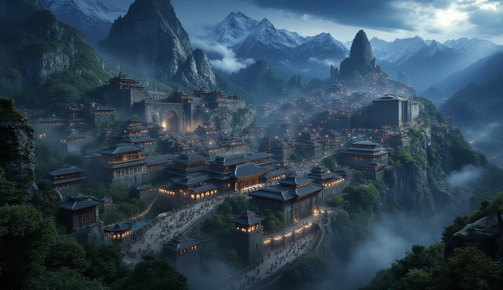 (masterpiece), (8k), ultra-detailed, sprawling ancient fantasy city ...
