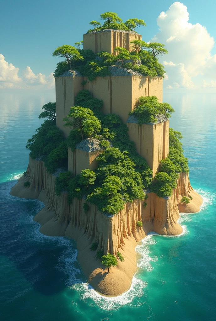 Create a utopian island in the middle of the sea, it will be big and ...