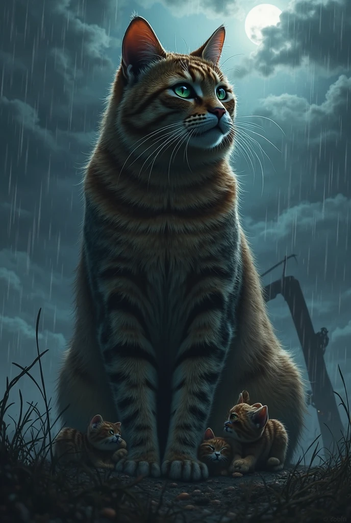 The cat stood guard through cold nights and loud storms, shielding ...