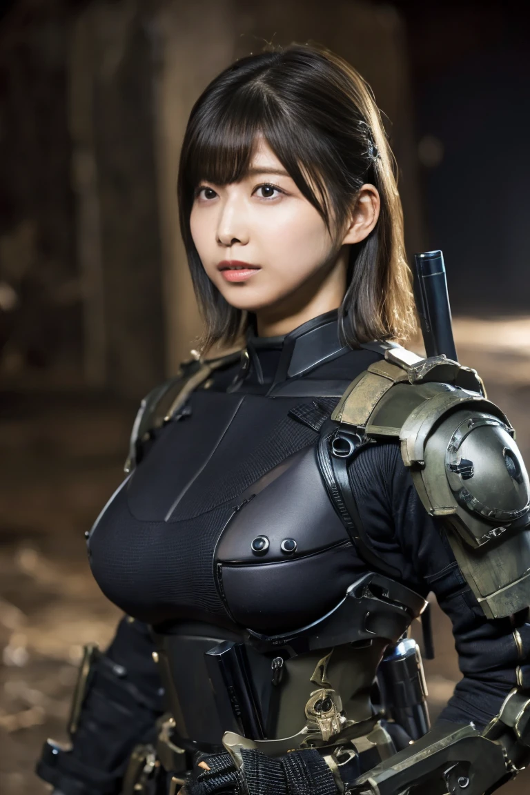 Watanabe Risa、Combat Uniform、 black combat boots 、Armament、gun - SeaArt AI