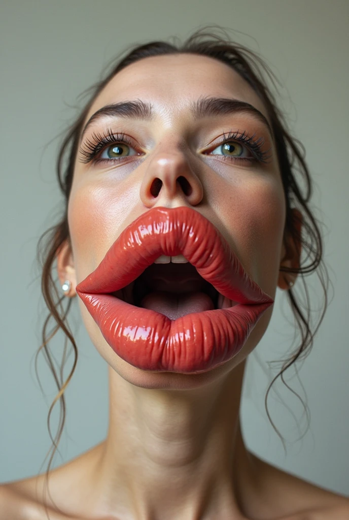 A Bimbo woman after numerous excessive cosmetic surgeries ,giant lips ...