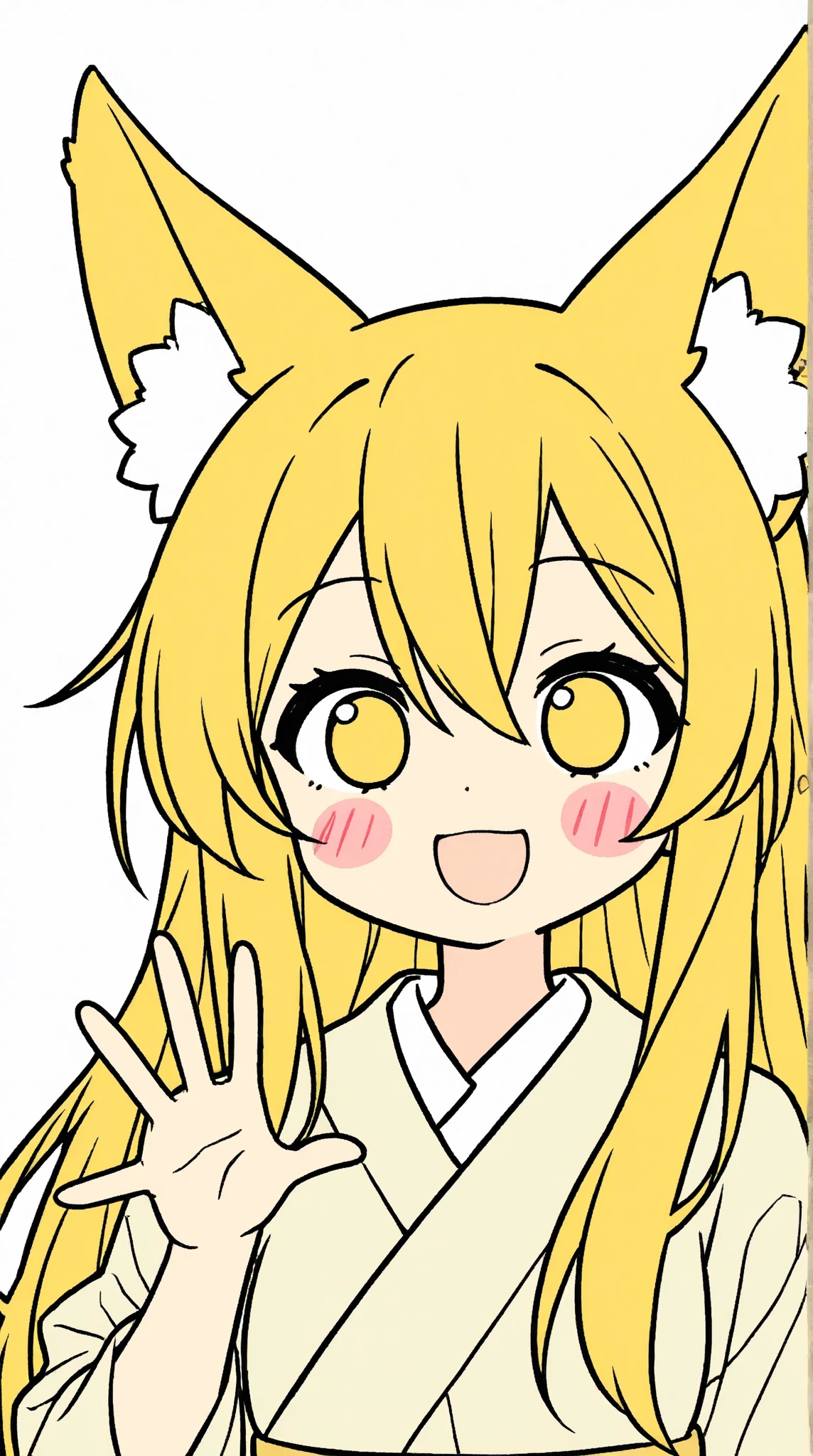 Chibi fox girl, golden blonde semi-long hair, fluffy fox ears - SeaArt AI