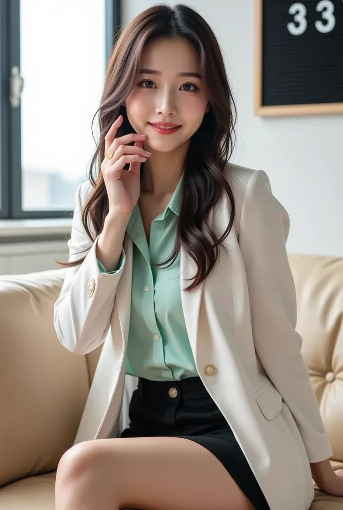 This fashion portrait captures a beautiful young Japanese woman with dark hair s - SeaArt AI