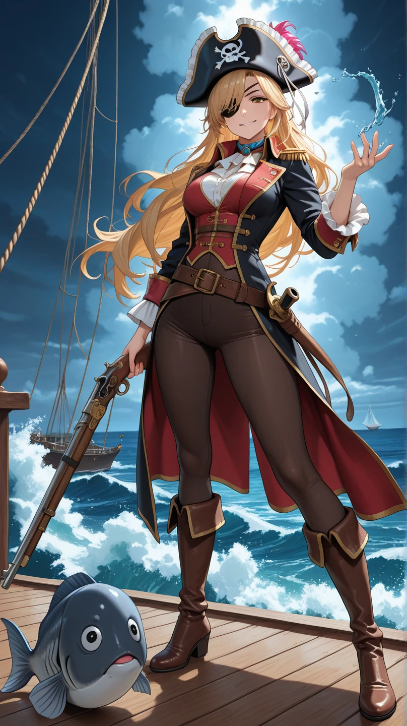 (masterpiece, best quality:1.2), 1girl, anime-style, female pirate ...