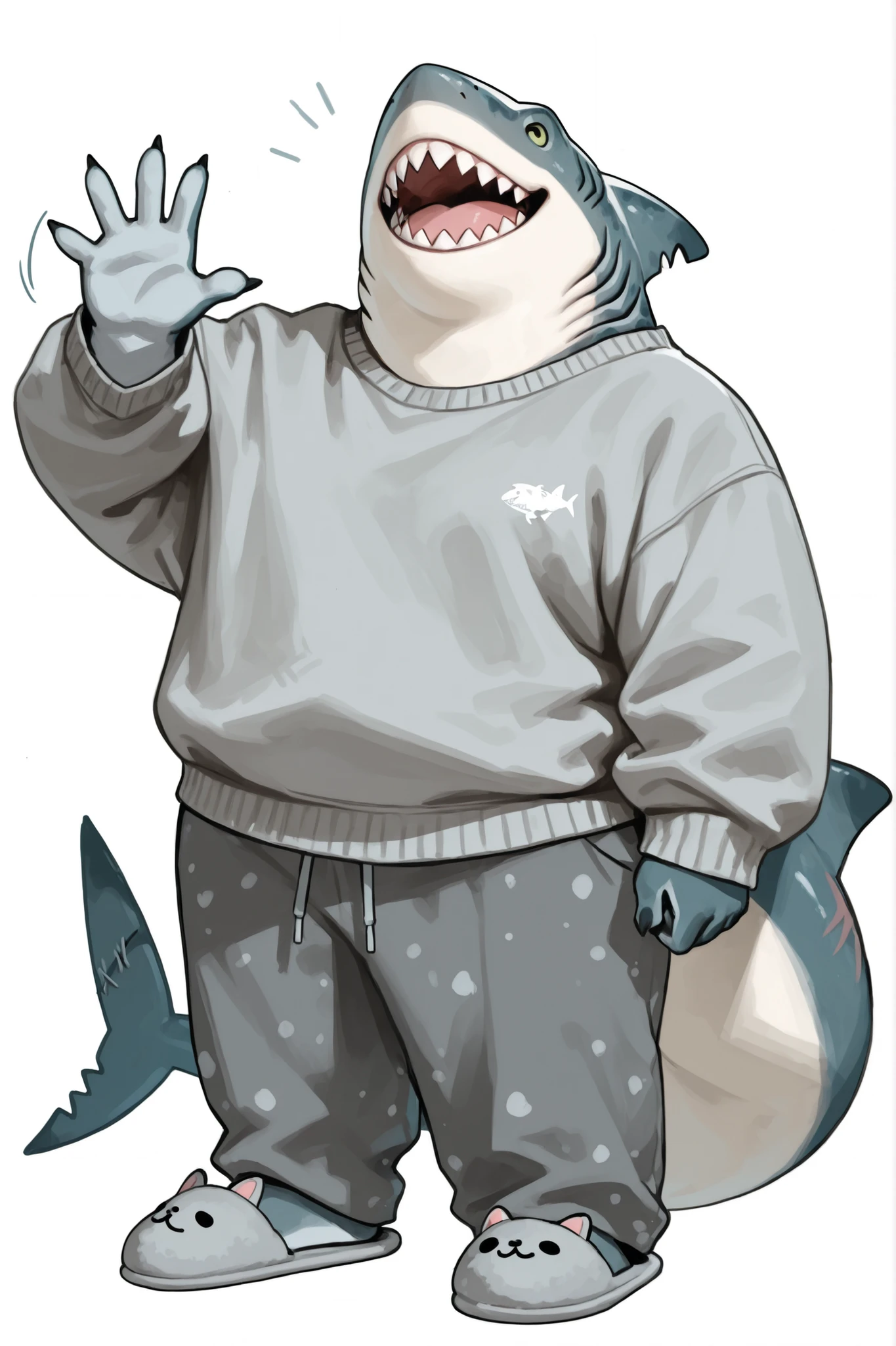 Spotted wobbegong Shark fursona, short, chubby spotted wobbegong shark ...
