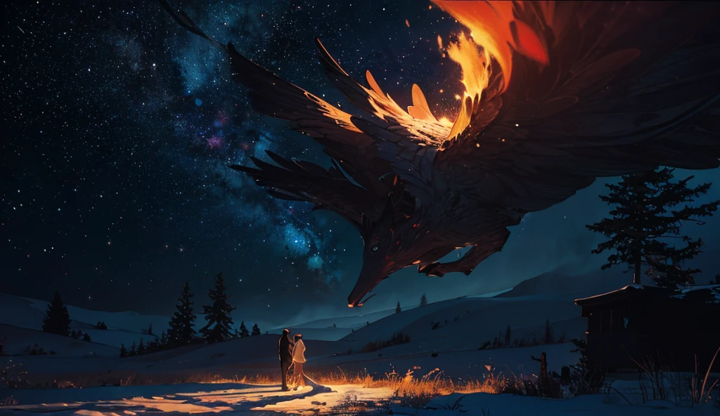 Photorealistic - Photorealistic - in total darkness, the smoke forms a ...