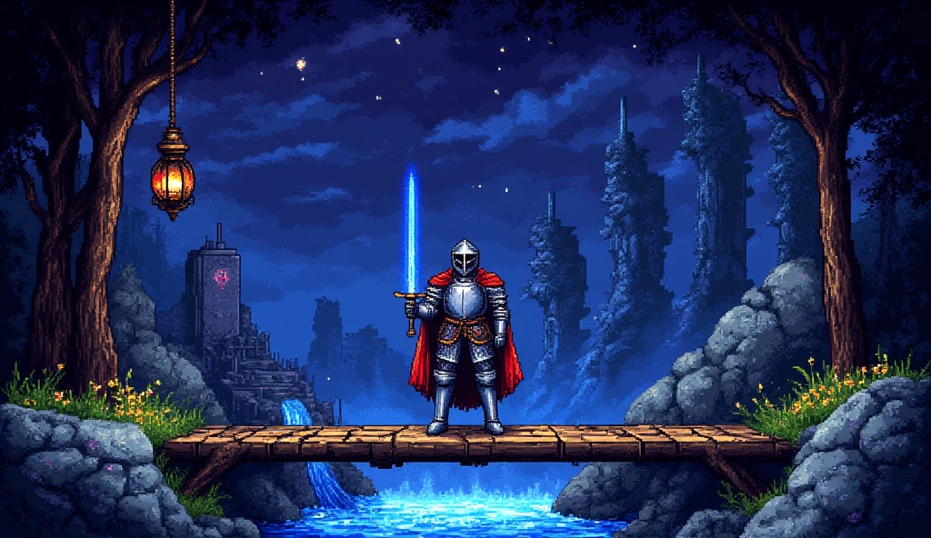 **"Old Bridge Keeper" - Pure 16-bit JRPG Night Scene** **Visual Style ...