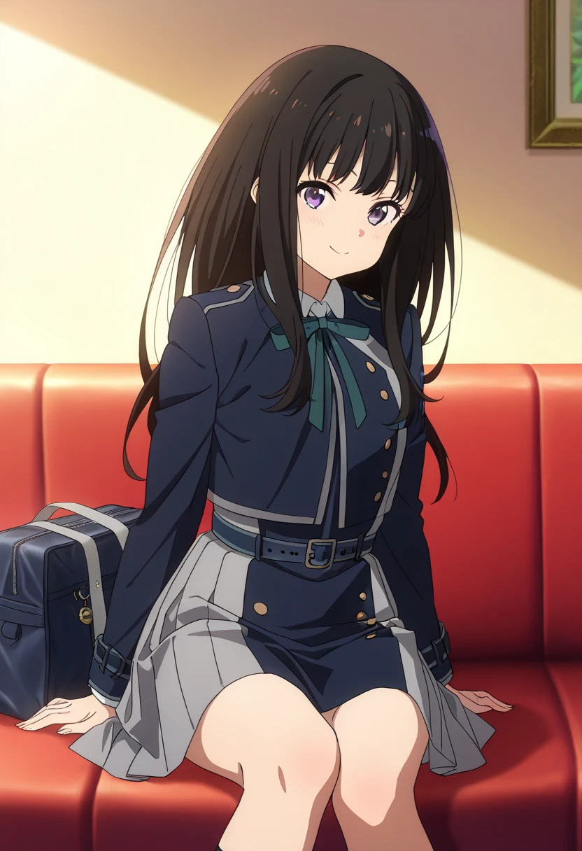 Inoue takina, long hair, bangs, black hair, purple eyes,, Best Quality ...