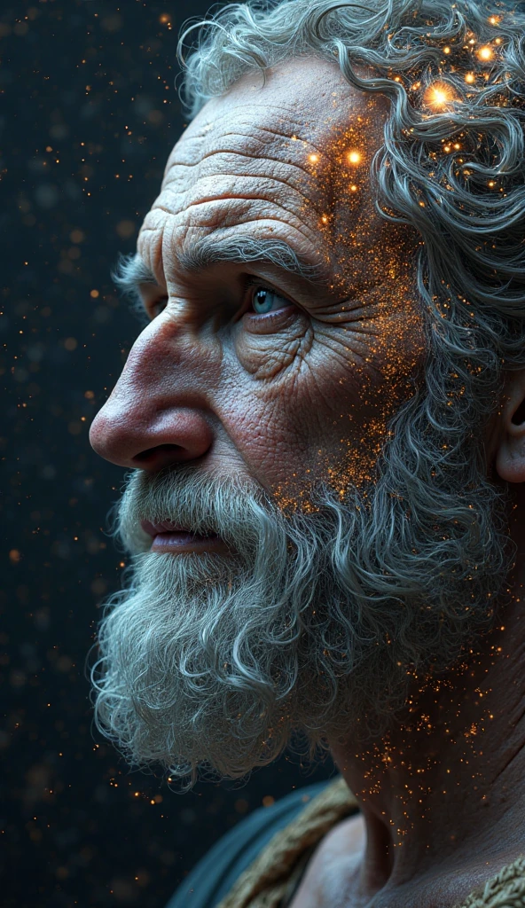 High quality, 8K Ultra HD,“Close-up of Pythagoras’s face turning into ...