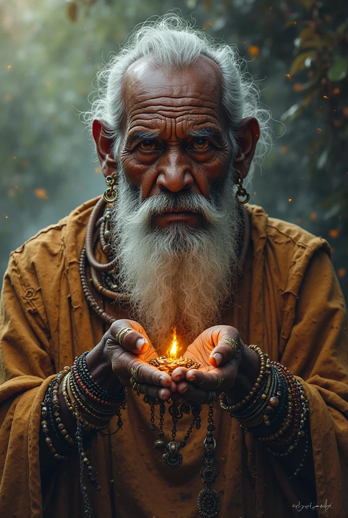 Picture of an African old man holding the witchcraft - SeaArt AI