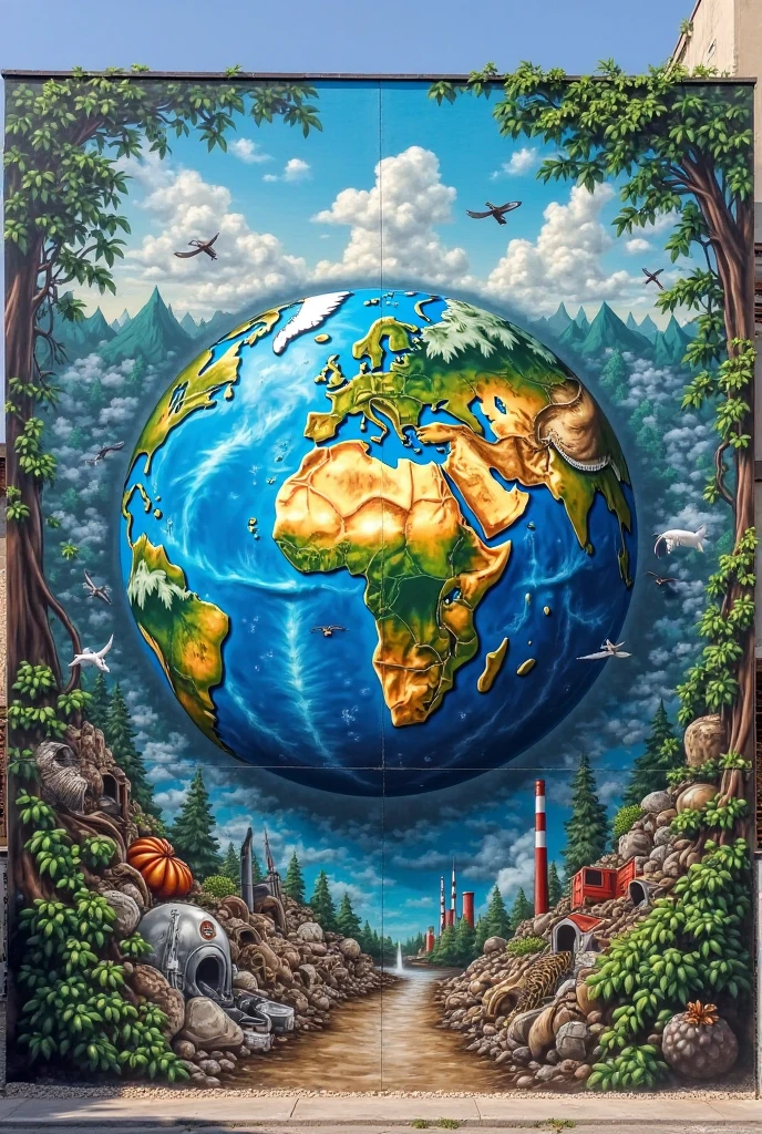 Earth Day mural that also shows the bad - SeaArt AI