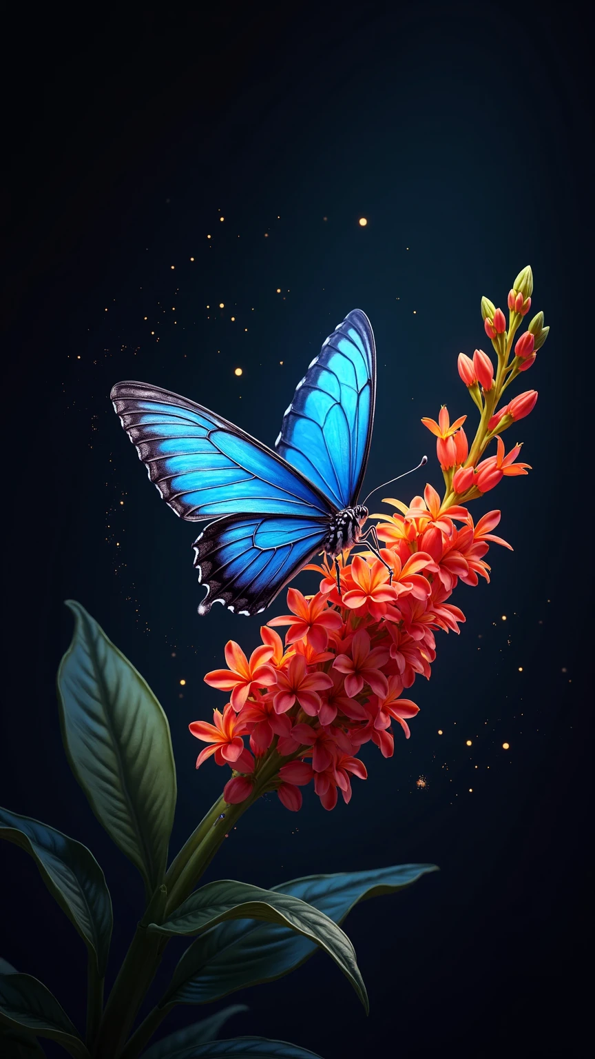 A highly detailed and vibrant digital illustration of a bright blue ...