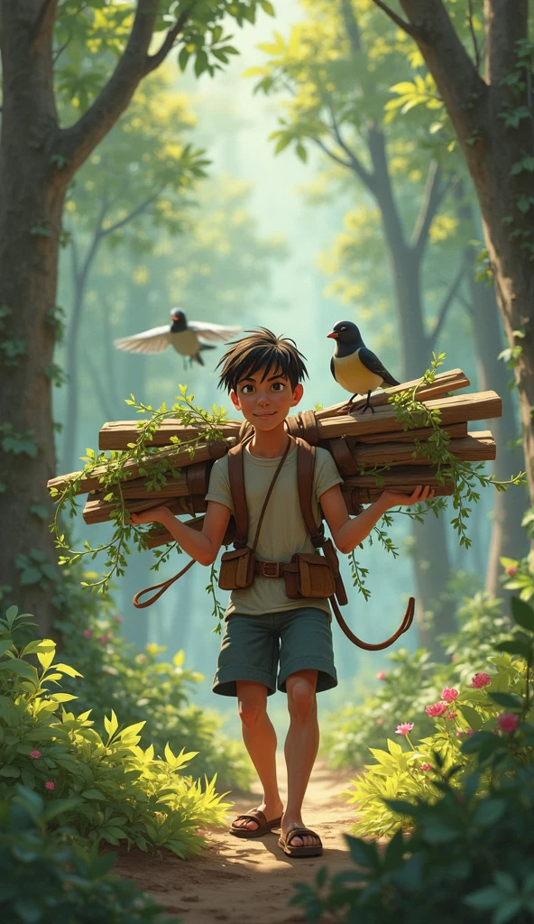A semi-realistic digital illustration in an animated cinematic style ...