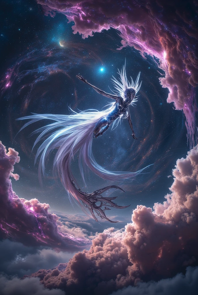 A stunning 3D-rendered scene featuring a shooting star with long ...