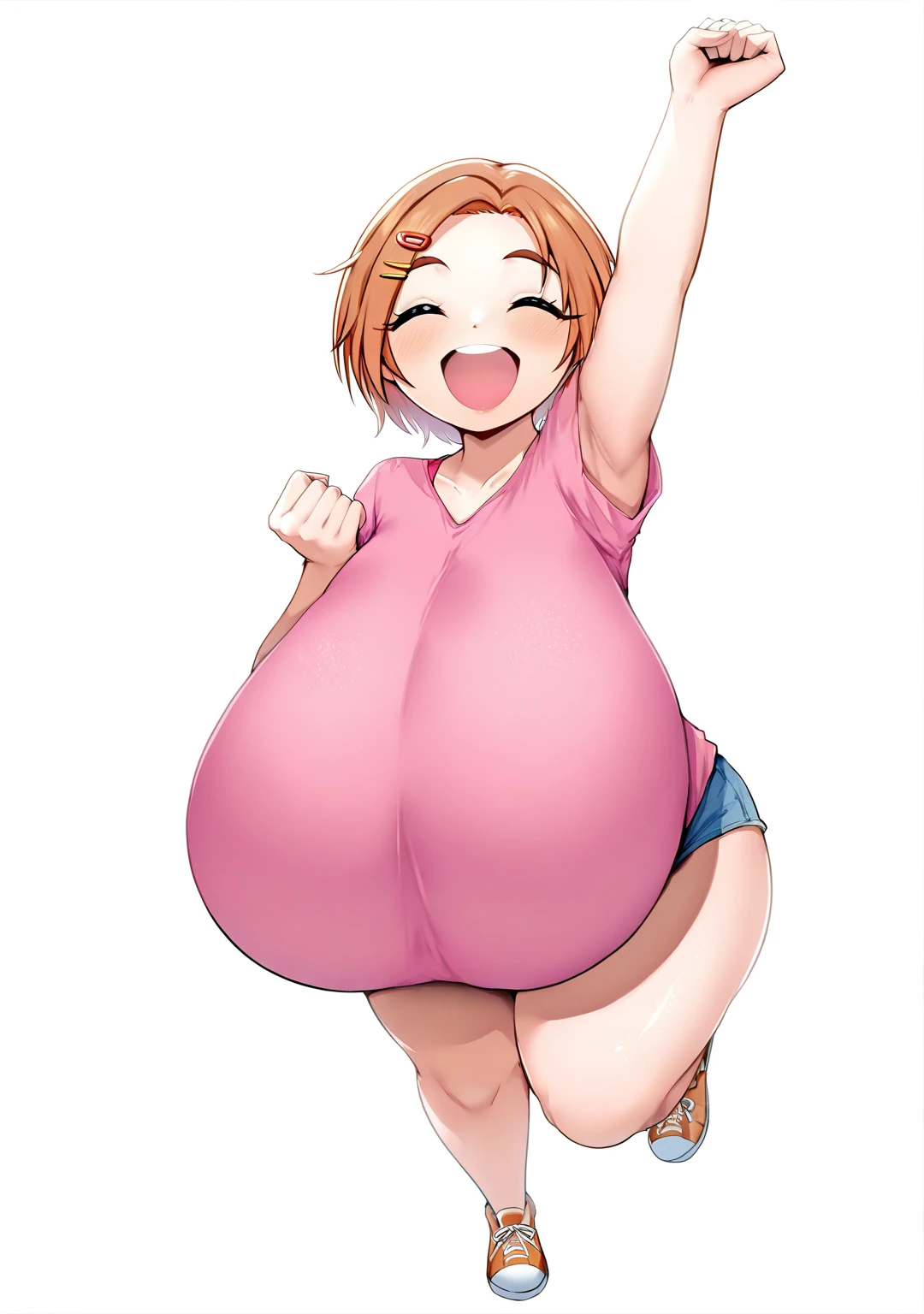 1girl, ryuzaki kaoru, {ultra gigantic breasts}, wide hips, arm up - SeaArt AI