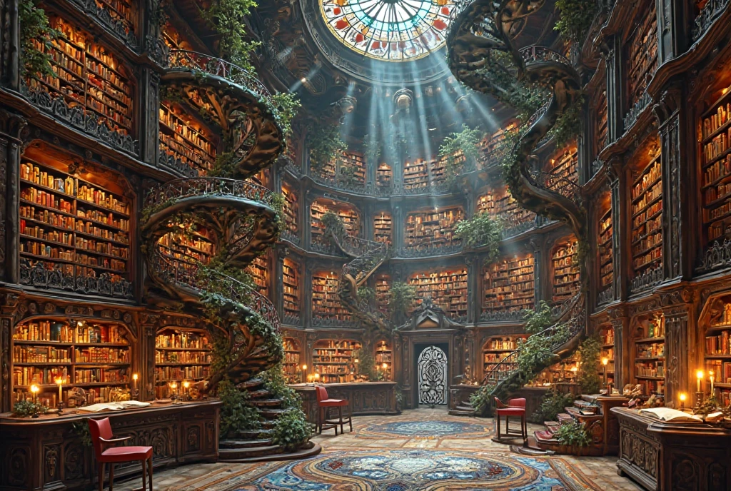 "A vast and enchanting private library within a magical mansion - SeaArt AI