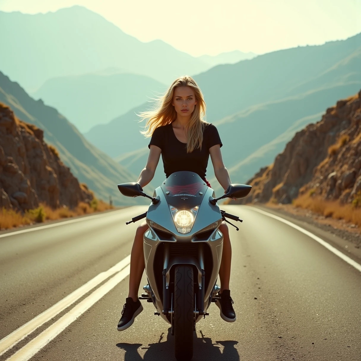 Midshot, dynamic angles,photoshoot poses,A lone figure emerges from the ...