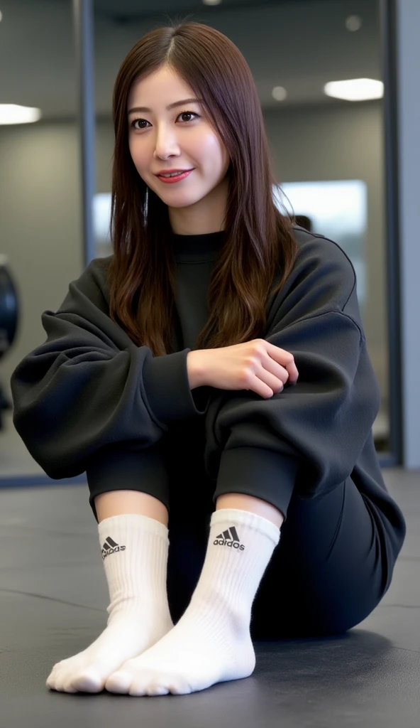 Full body、 crouch deeply、 I enjoy training 、 21歳 beautiful日本人ジムインストラクター ...