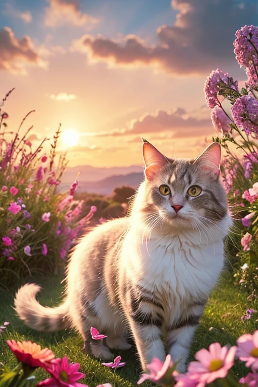 A vibrant and dreamy fantasy landscape featuring a beautifully detailed ...
